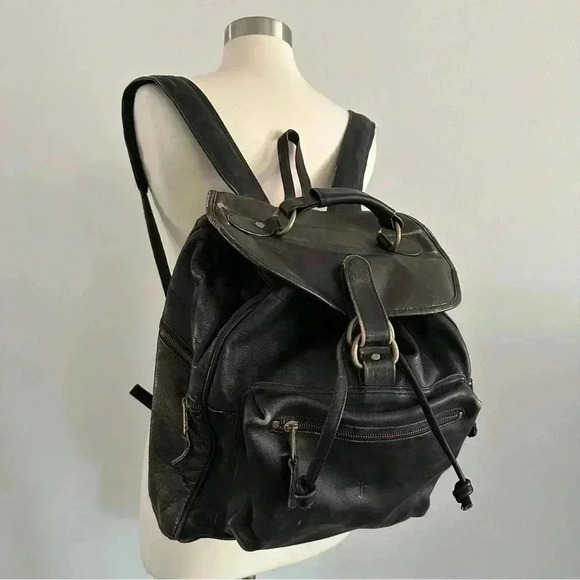 Frye | Bags | Vintage Frye Large Leather Backpack Black Leather | Poshmark